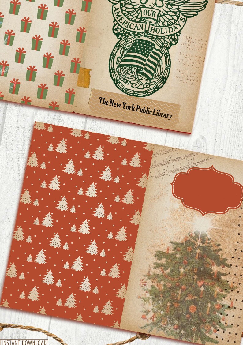 Christmas Book Cover Vintage Book Cover Pattern Grunge - Etsy