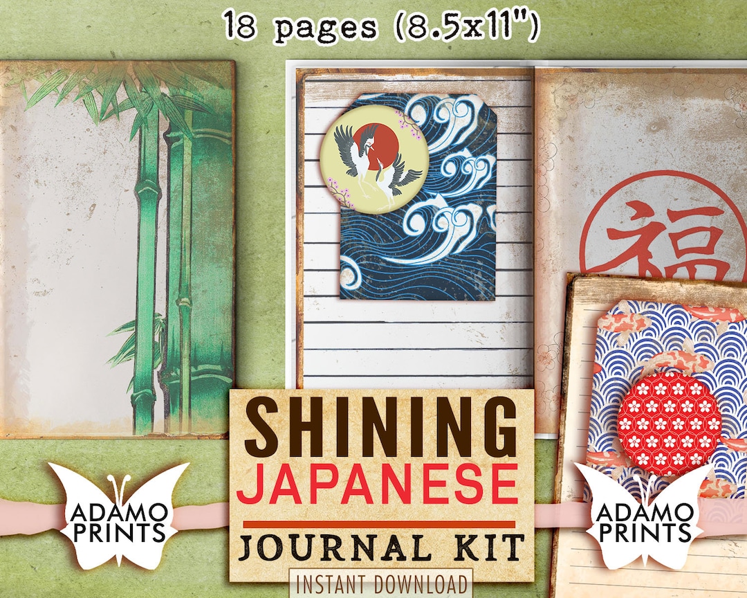 Shining Japanese Journal Kit, Journal Page, Asian Journal Pack, Tags ...