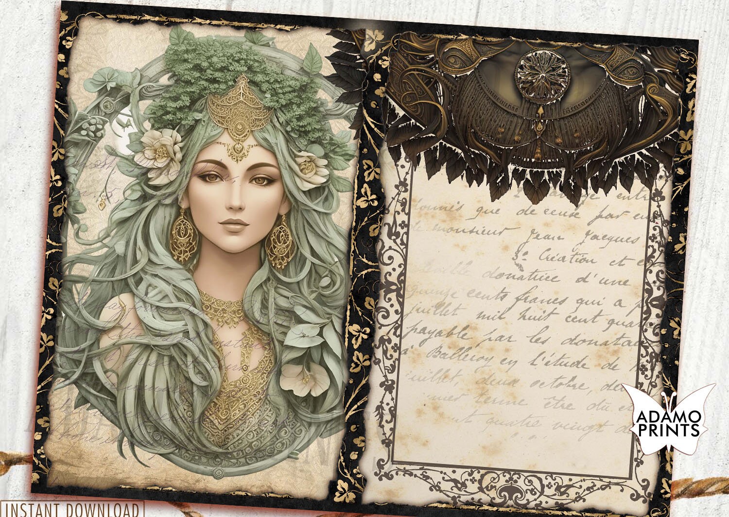 Ancient Goddess Junk Journal Pages, Collage Sheets, Ephemera Moon ...