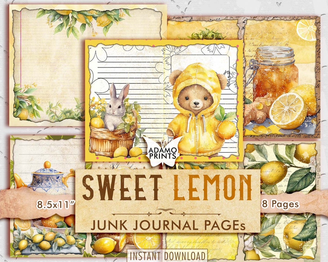 Sweet Lemon Junk Journal Pages, Blank & Lined Junk Journal Kit, Lemon ...