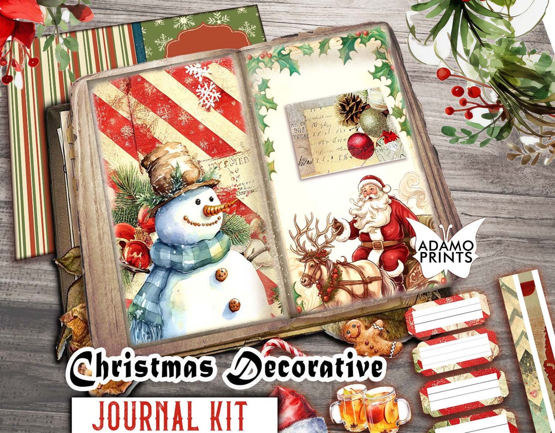Christmas Decorative Junk Journal Kit, Christmas Kit, Digital Christmas ...