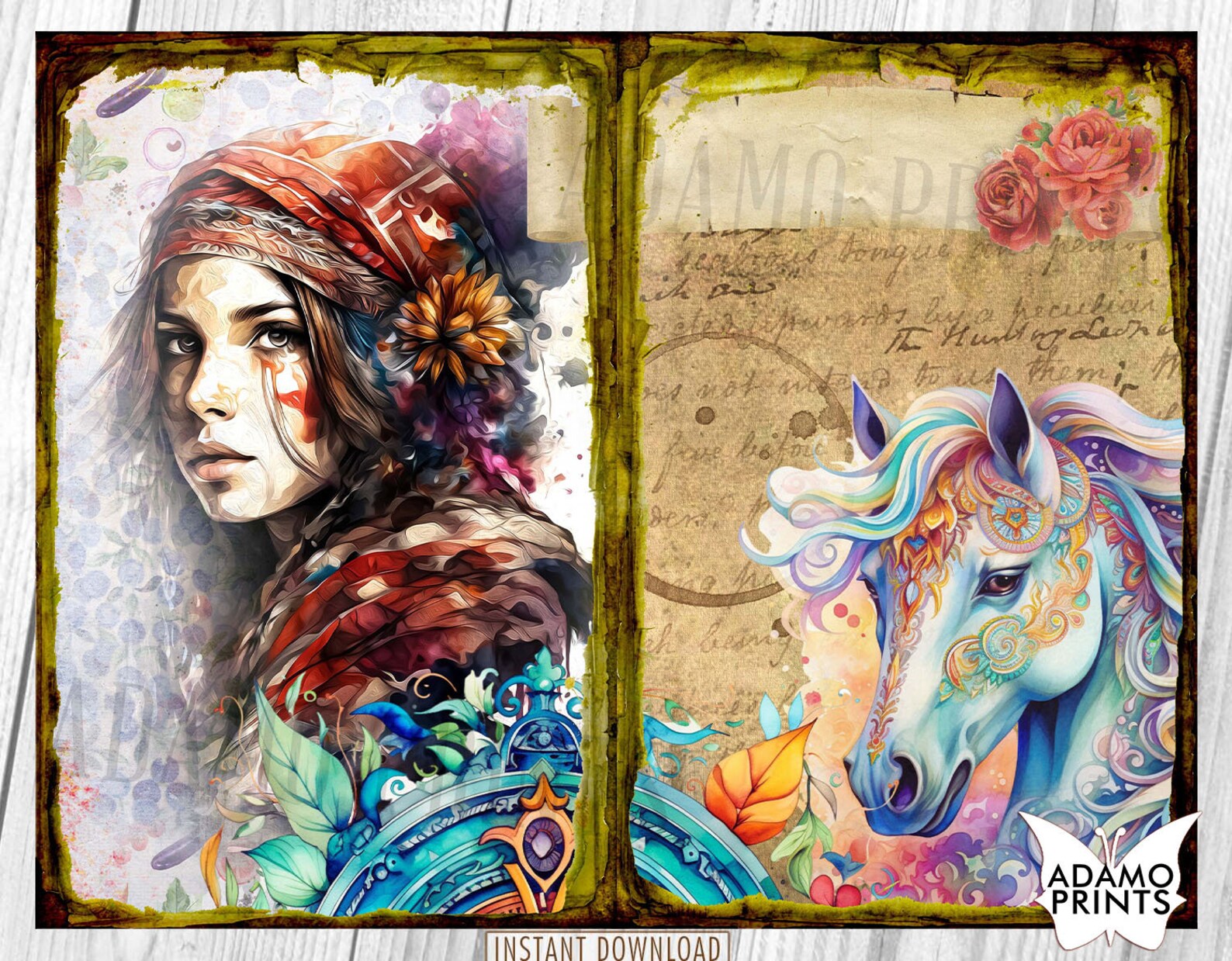 Boho Legend Junk Journal Pages, Women Bohemian Junk Journal Kit ...