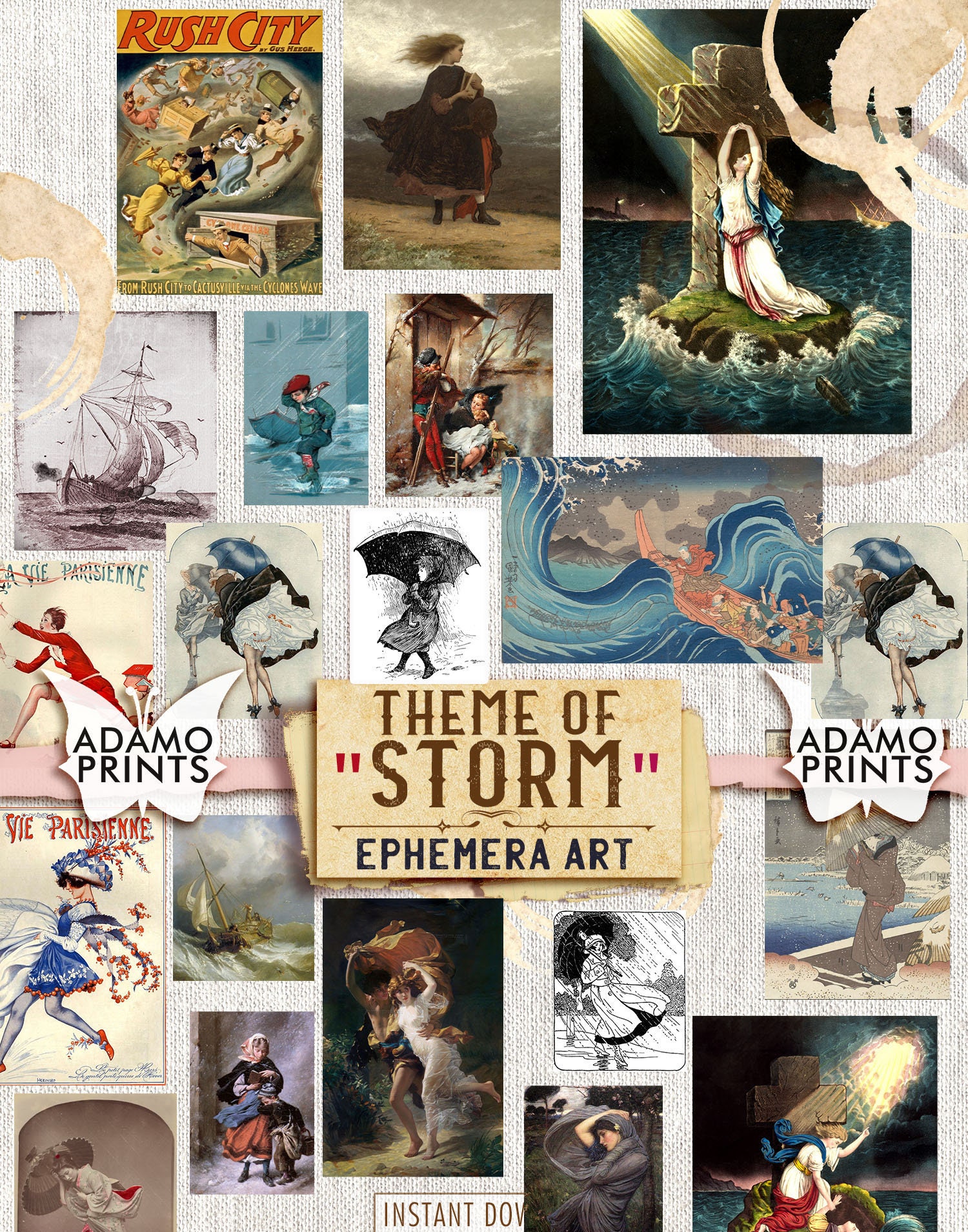 The Storm Victorian Digital Art Ephemera Art Collage Sheet | Etsy