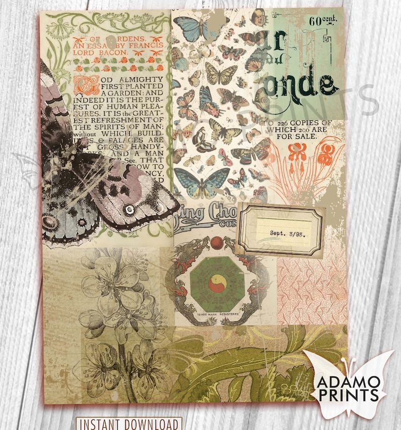 Collage Paper Pack Junk Journaling Kit Digital Collage - Etsy