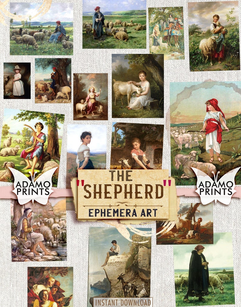 The Shepherd, Victorian Digital Art, Ephemera Art, Collage Sheet ...