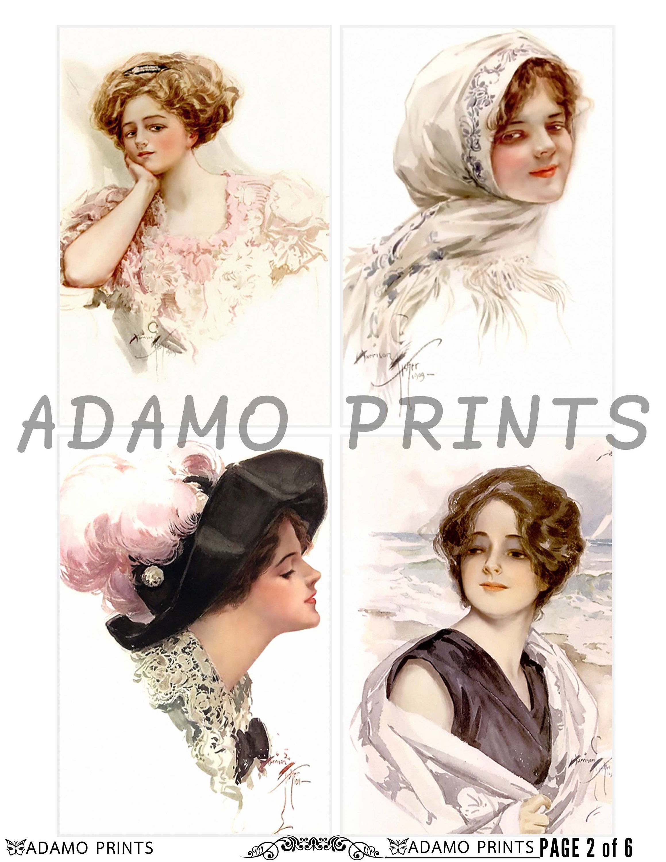 Harrison Fisher Ladies Journal Cards Set1, Digital Images, ATC Cards ...