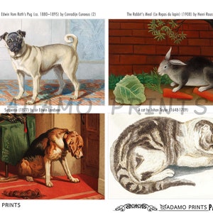 Famous Paintings Set2, Printable Images, Cat, Dog, Monet, Renoir ...