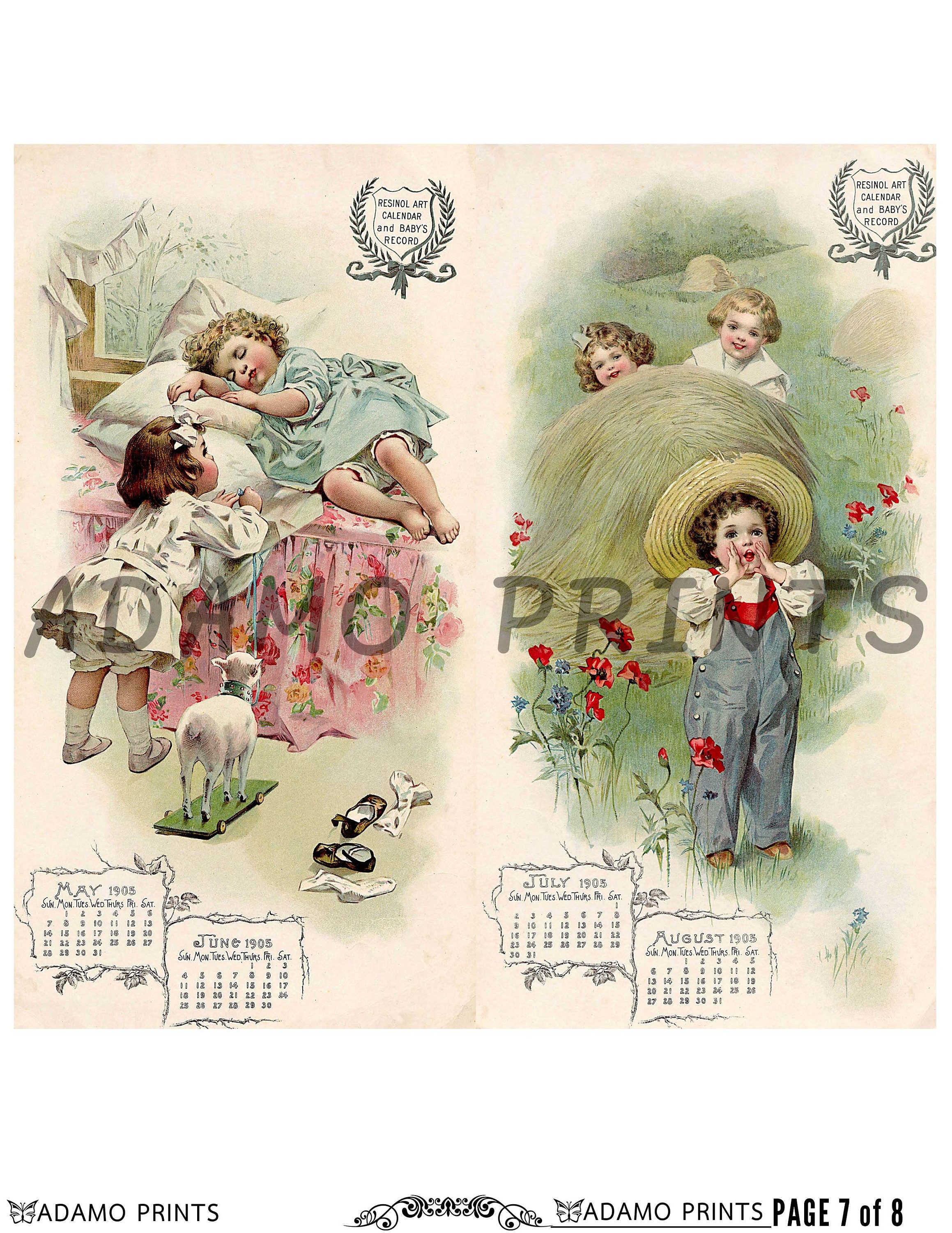 Muad Humphrey Calendar Vintage Art Child ephemera Ephemera | Etsy