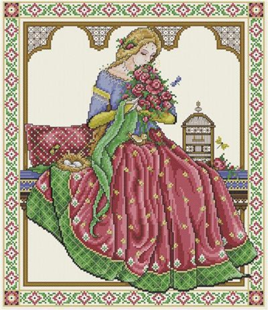 Joan Elliott the Gardener Cross Stitch Pattern Medieval - Etsy