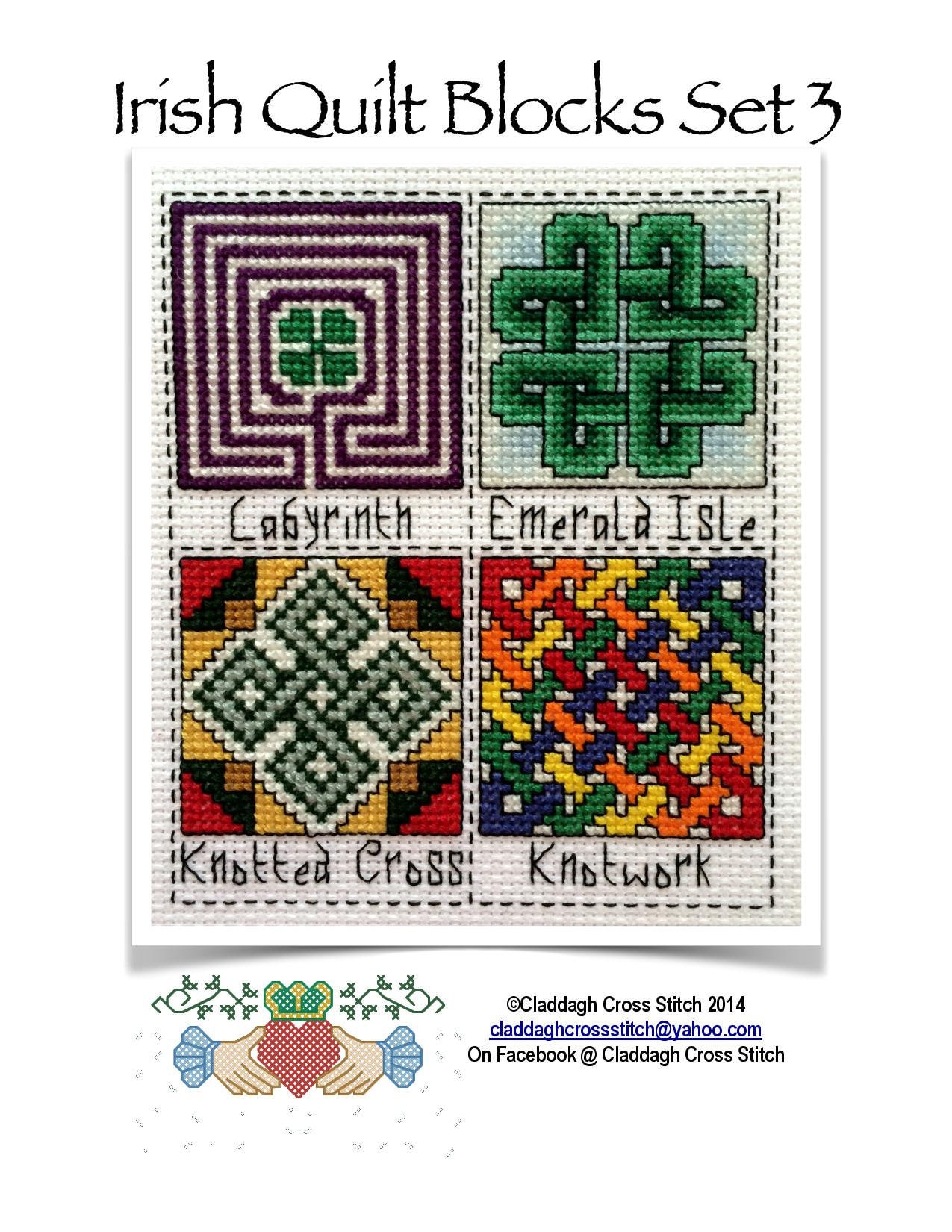 PDF Irish Quilt Blocks Set 3 Cross Stitch Pattern - Bonus Free Chart ...