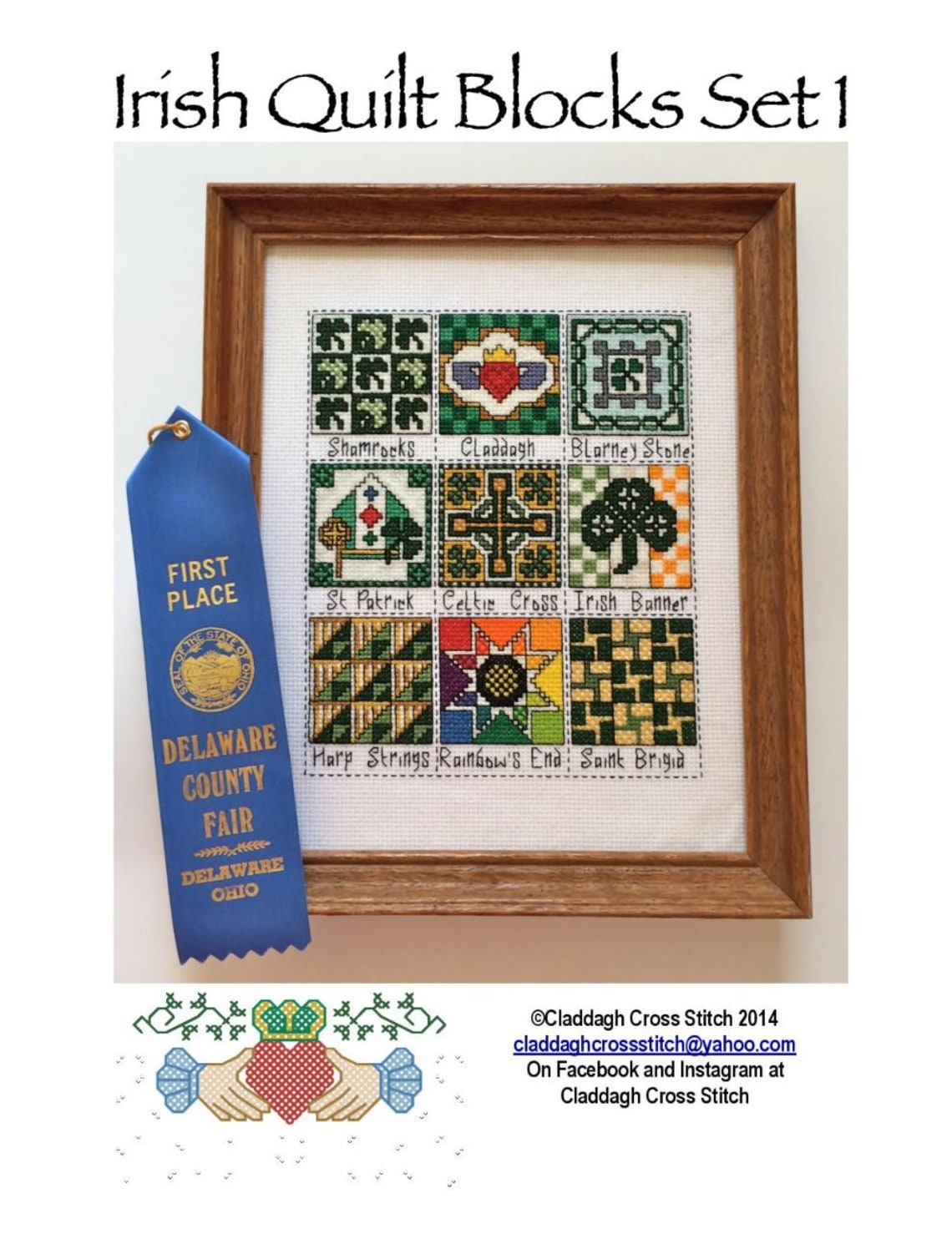 PDF Irish Quilt Blocks Set 1 Cross Stitch Pattern - Claddagh Cross ...