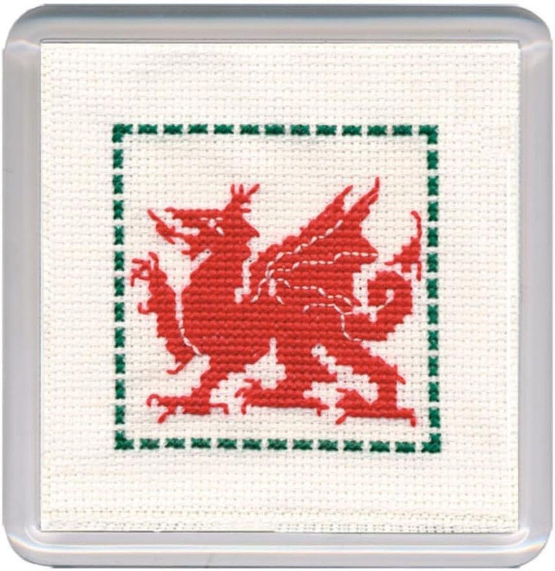 Coaster Cross Stitch Kit - Welsh Dragon - Textile Heritage - Etsy