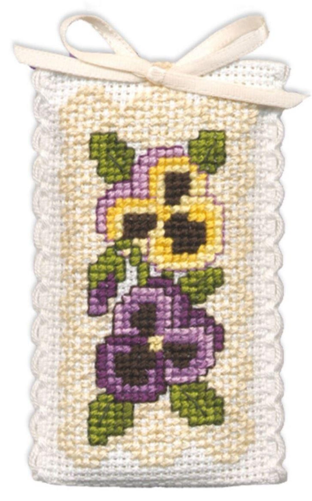 Victorian Pansies Lavender Sachet Cross Stitch Kit - Mother's Day Gift ...