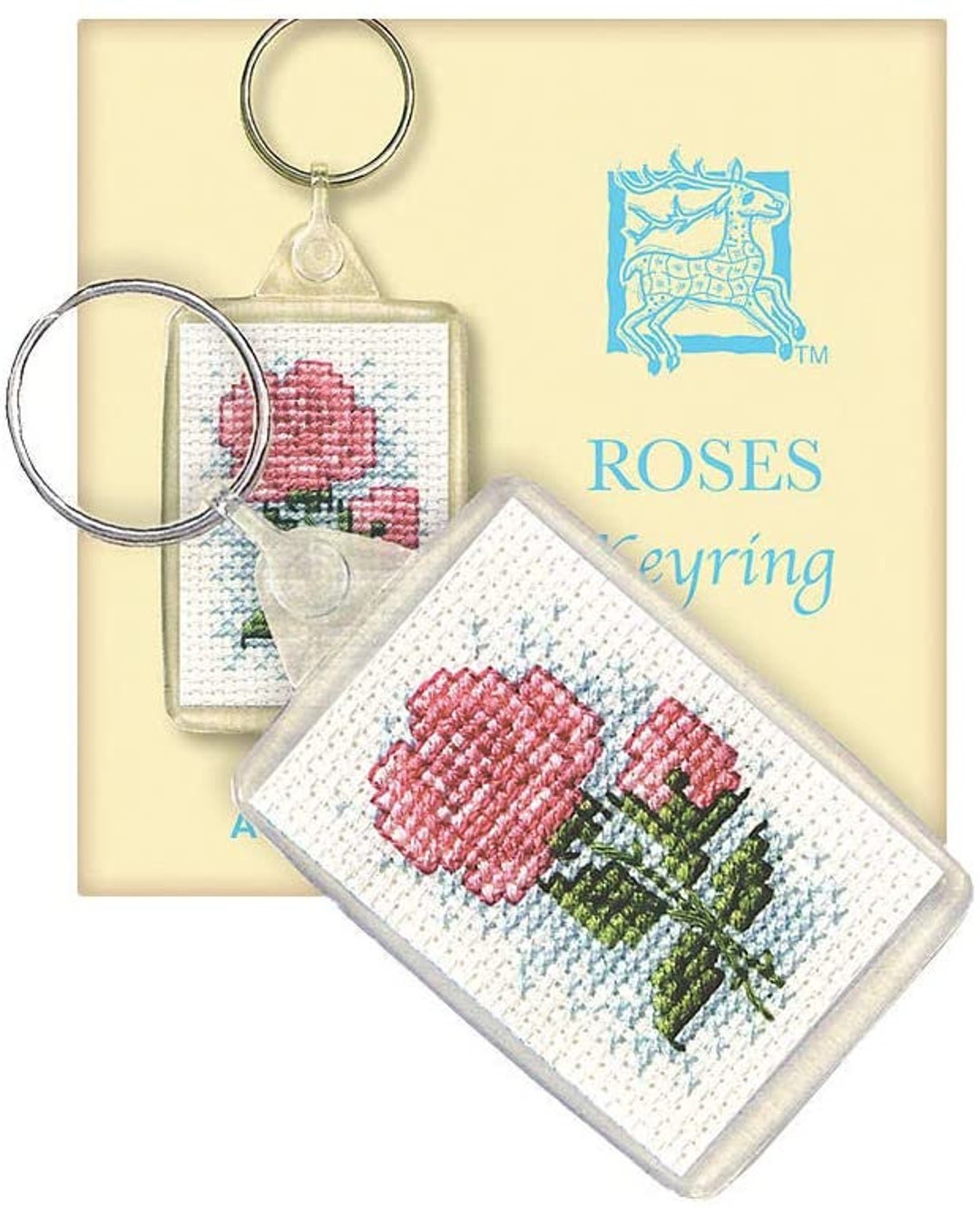 Roses, Keyring, Key Chain, Cross Stitch Kit, Made in Scotland, Textile ...