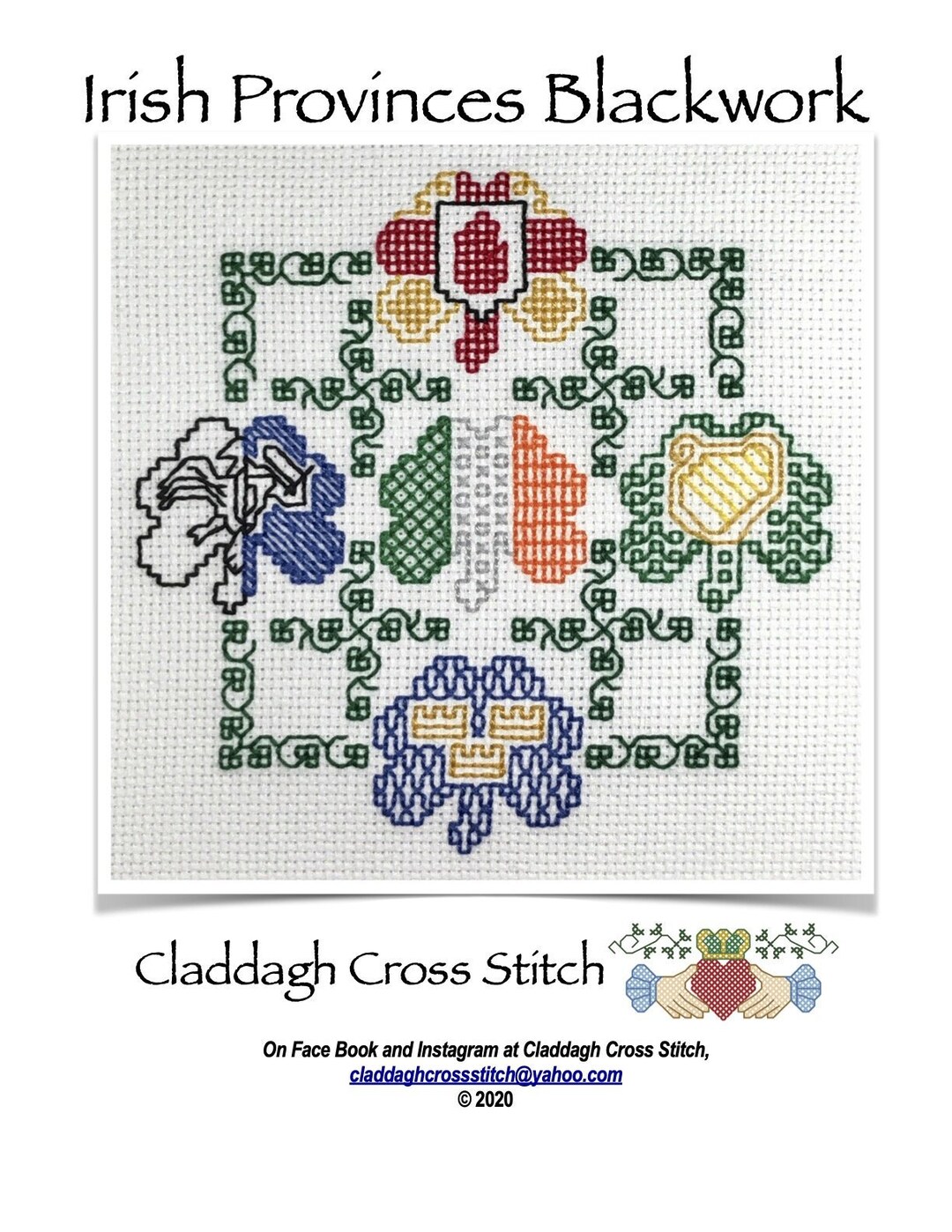 PDF, Cross Stitch Pattern, Irish Shamrock Cross Stitch, Irish Provinces ...