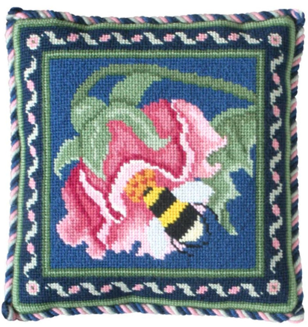 Bee Needlepoint Kit - Dark Blue Background - Beth Russell Miniature ...