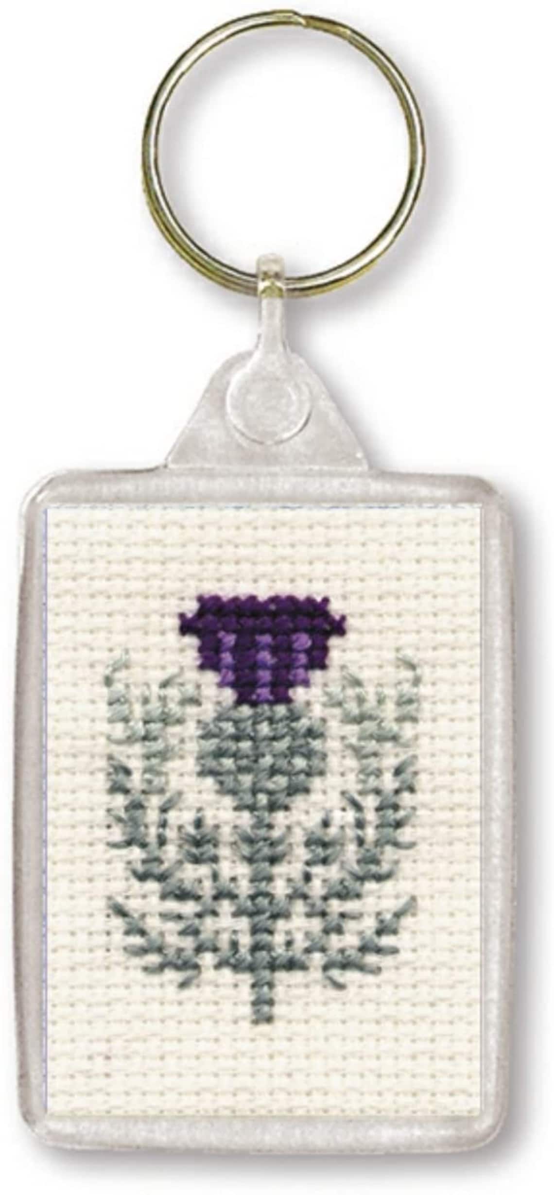 Scottish Thistle, Keyring, Key Chain, Cross Stitch Kit, Made in ...