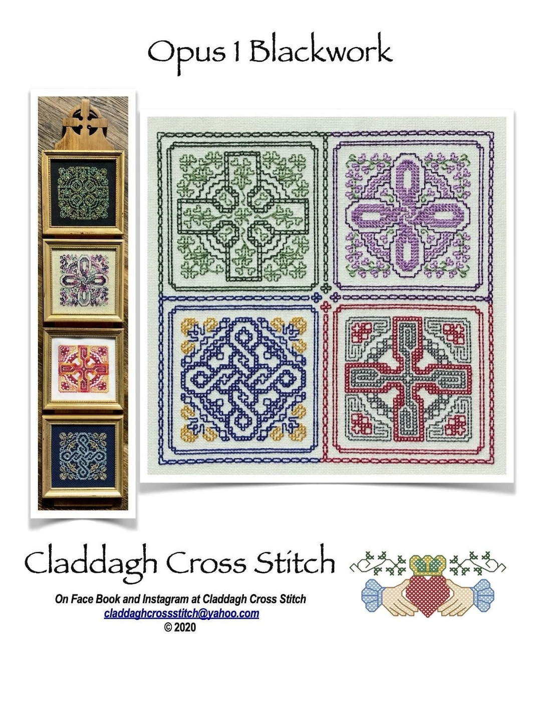 PDF Celtic Crosses Opus 1 Blackwork Cross Stitch Pattern - Claddagh ...
