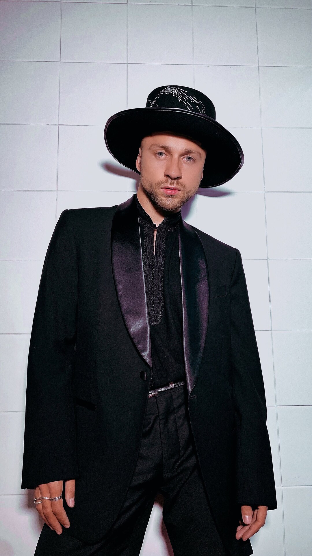 Black Distressed Flat Top Unisex Hat With Metal Pins - Etsy