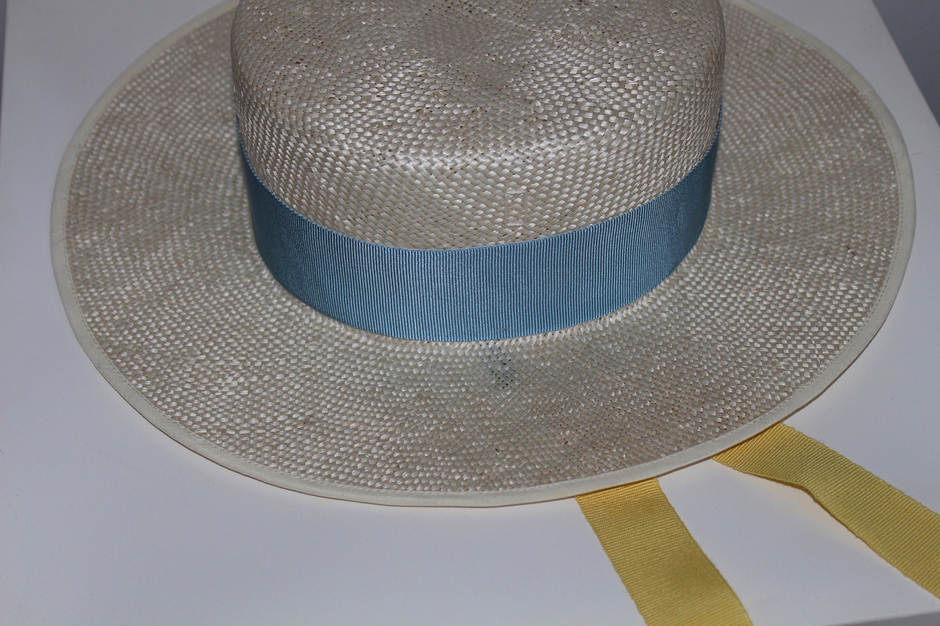 Women Flat Top Straw Hat With Chin Straps Ties - Etsy