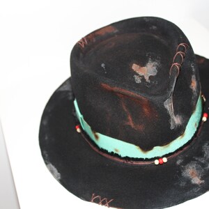 Black Distressed Fedora Hat | Custom Bespoke Men Women Hat | Burnt ...