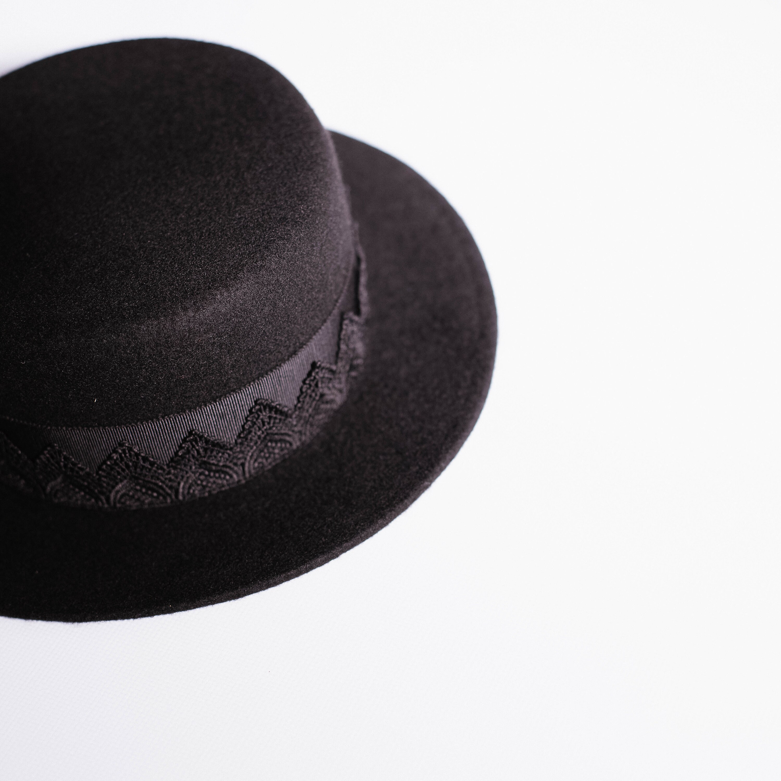 FEMME FATALE Premium Bundle Black Wool Felt Boater Hat & Hair Band With ...