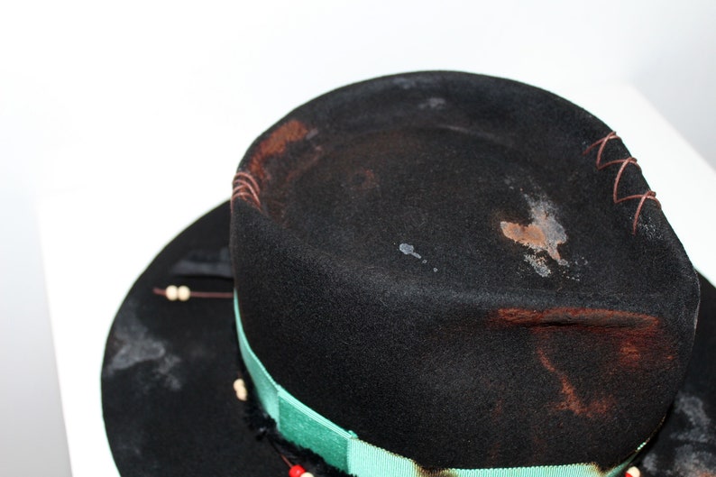 Black Distressed Fedora Hat | Custom Bespoke Men Women Hat | Burnt ...