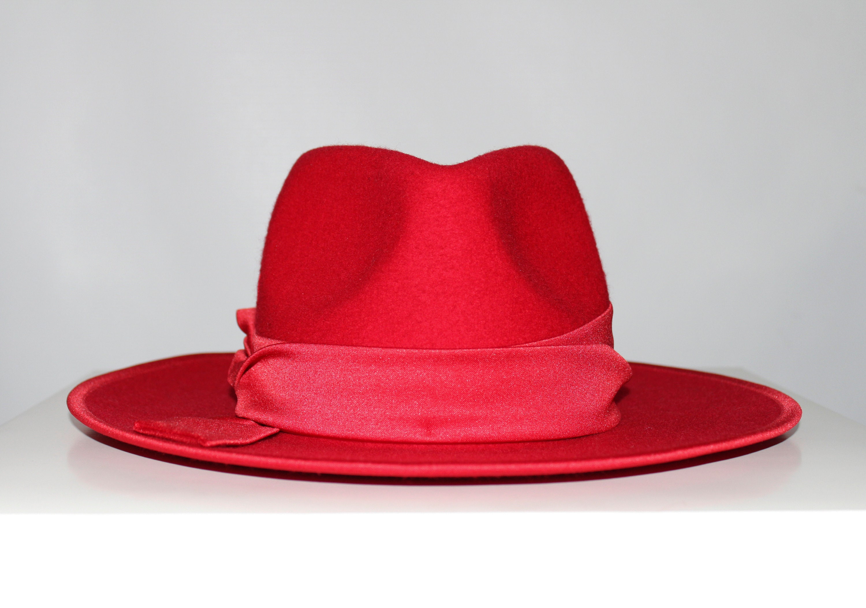 Female Red Felt Fedora Hat - Etsy