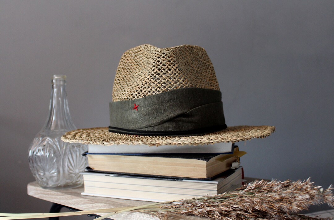 Handmade Fedora Sun Hat for Men Straw Summer Hat Green - Etsy