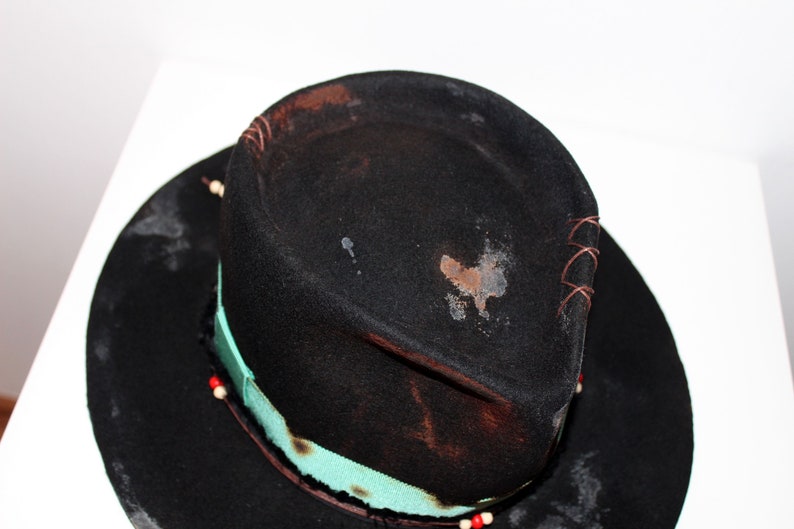 Black Distressed Fedora Hat | Custom Bespoke Men Women Hat | Burnt ...