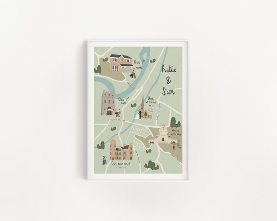 Custom Illustrated Map Digital Print Illustration - Etsy