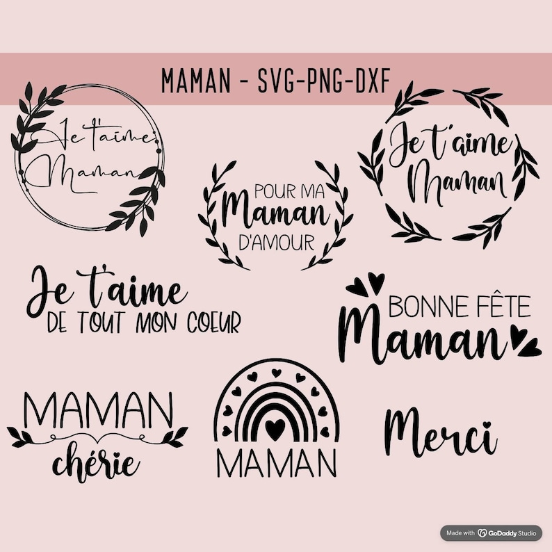 Maman Png, Svg , Dxf, Je T'aime, Bonne Fête, Merci, Images Bundle - Etsy