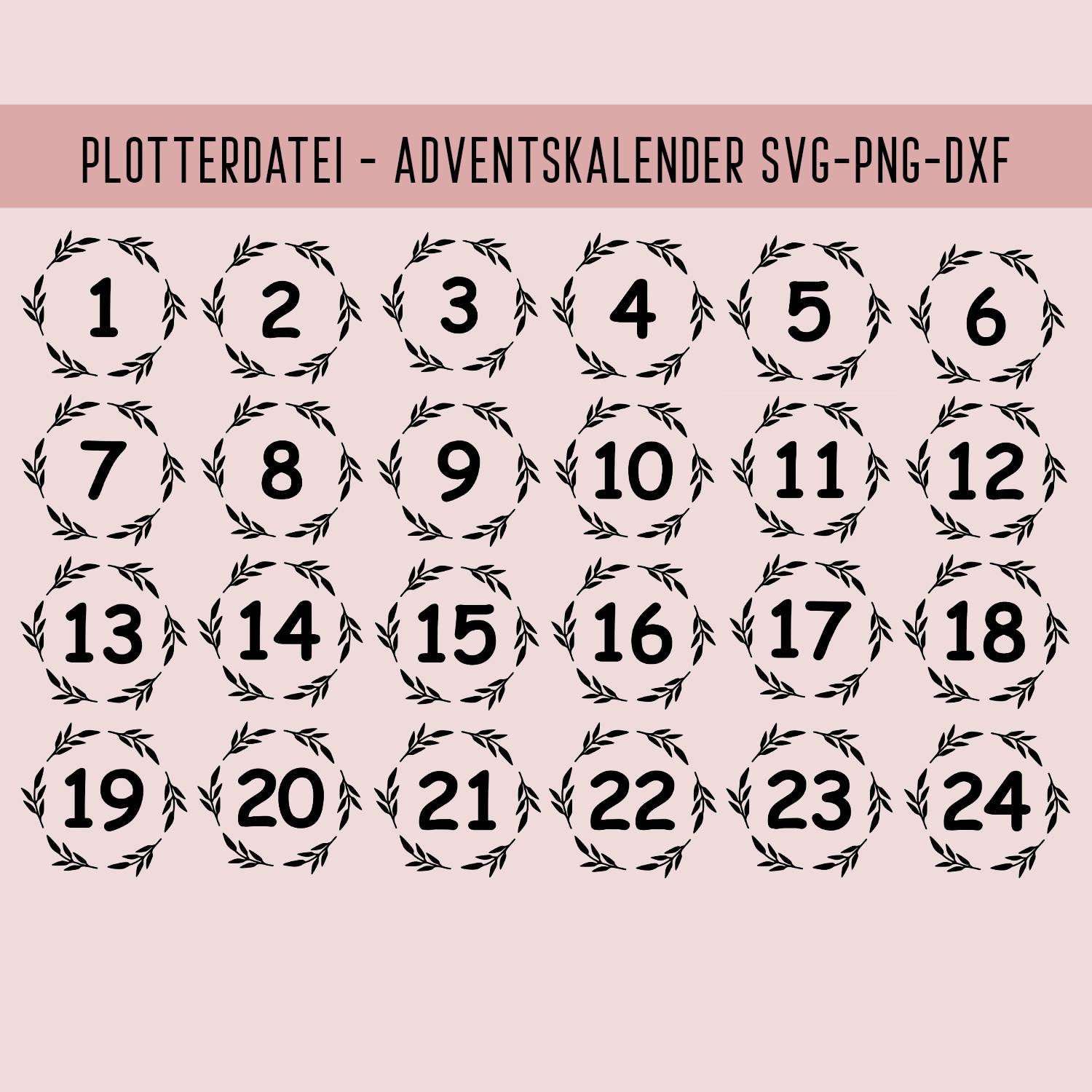 Plotterdatei Adventskalender 1-24 Weihnachten - Etsy