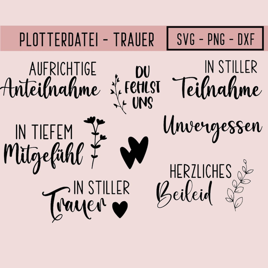 Plotterdatei Trauer, svg, png, dxf - Etsy.de