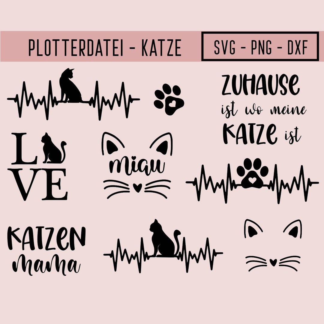 Katze Plotterdatei, Miau, Katzen Liebe, Svg, Png, Dxf, Katze, Plotterdatei, Plotter File - Etsy