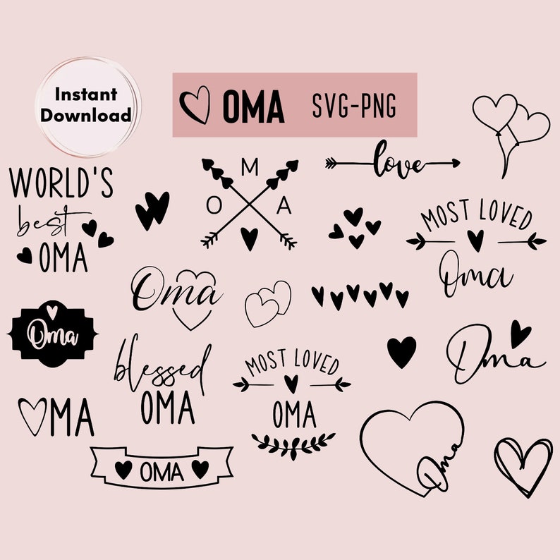 Best Oma SVG PNG Bundle Mothers Day German Oma Clipart - Etsy