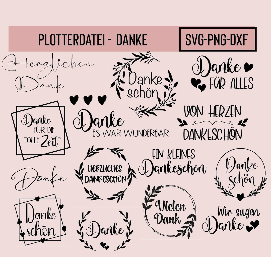 Plotterdatei Danke, SVG, PNG, DXF, Sofort Download - Etsy