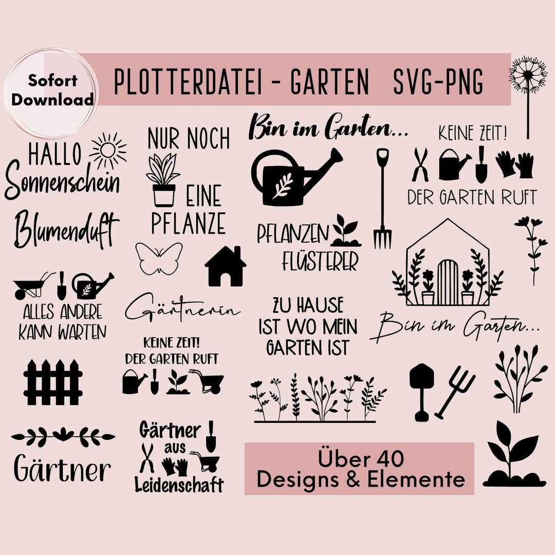 Garten Plotterdatei, SVG, PNG, Sofort Download, Plotter File, Plotting ...