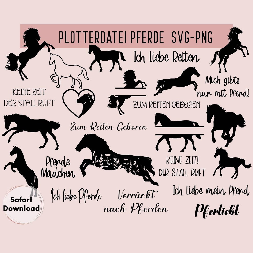 Pferde svg, Pferde png, Plotterdatei, Plotterdatei, Sofort Download, Reiten, Pferde Mädchen ...