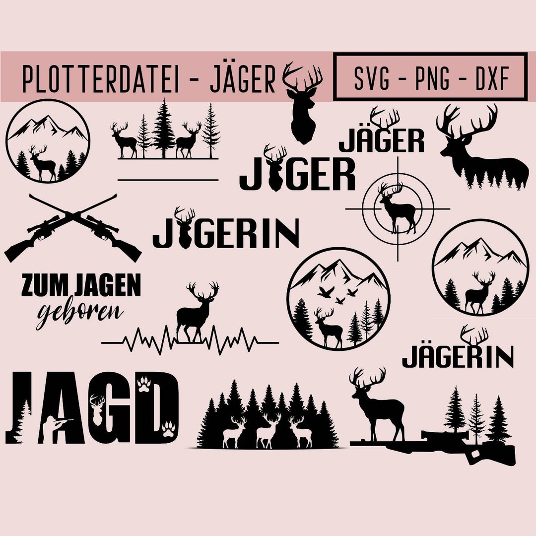 Plotterdatei Jagd, Jäger, SVG, PNG, DXF, Plotter File, Plotting Bundle ...