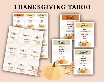 Thanksgiving Taboo Game Cards Party Game Printable - Etsy
