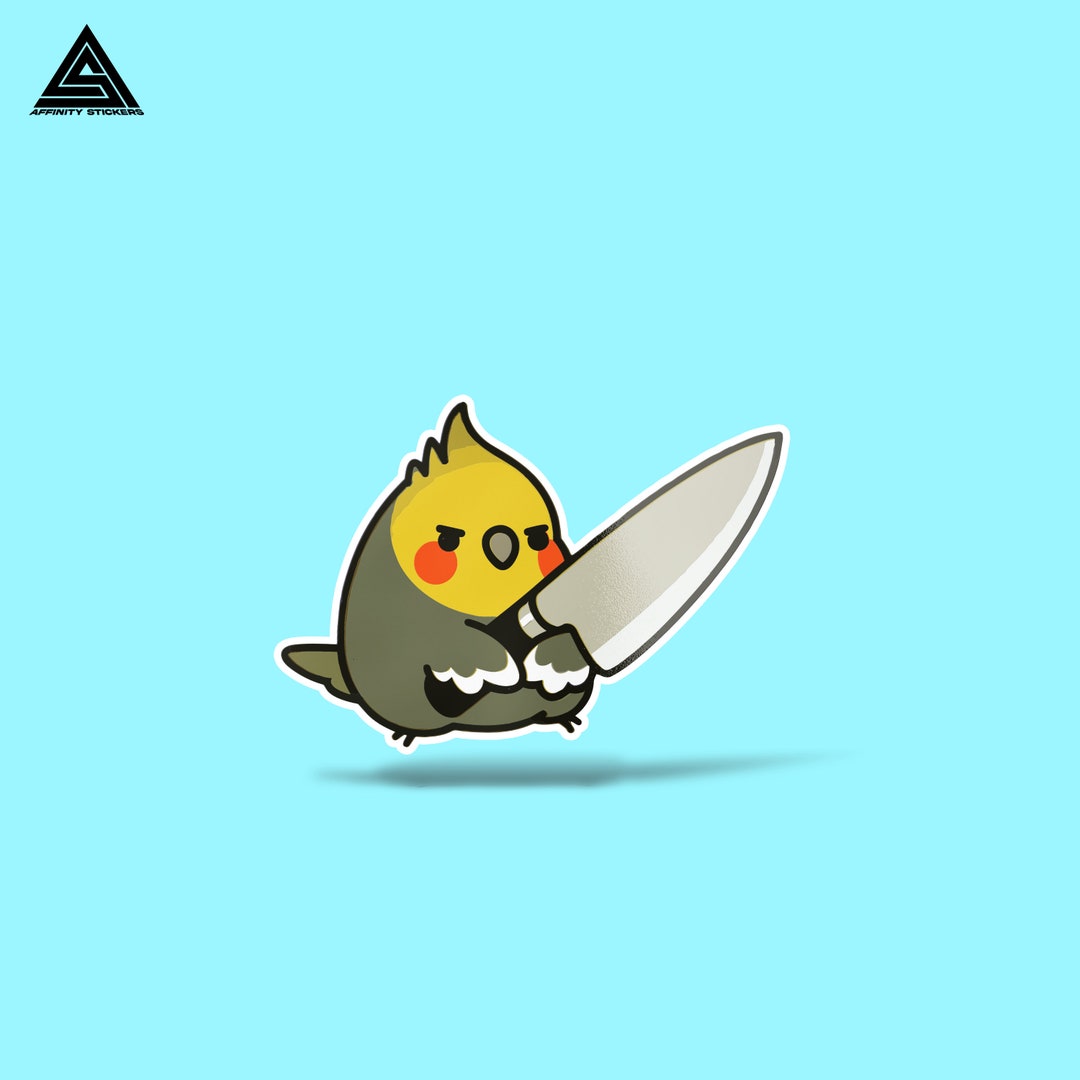 Bird With Knife Sticker || Vinyl Sticker, Water Bottle Sticker, Tumbler ...