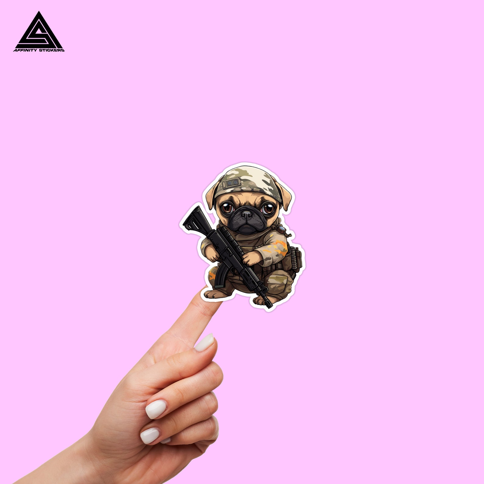 Tactical Pug Sticker Vinyl Sticker, Water Bottle Sticker, Tumbler ...