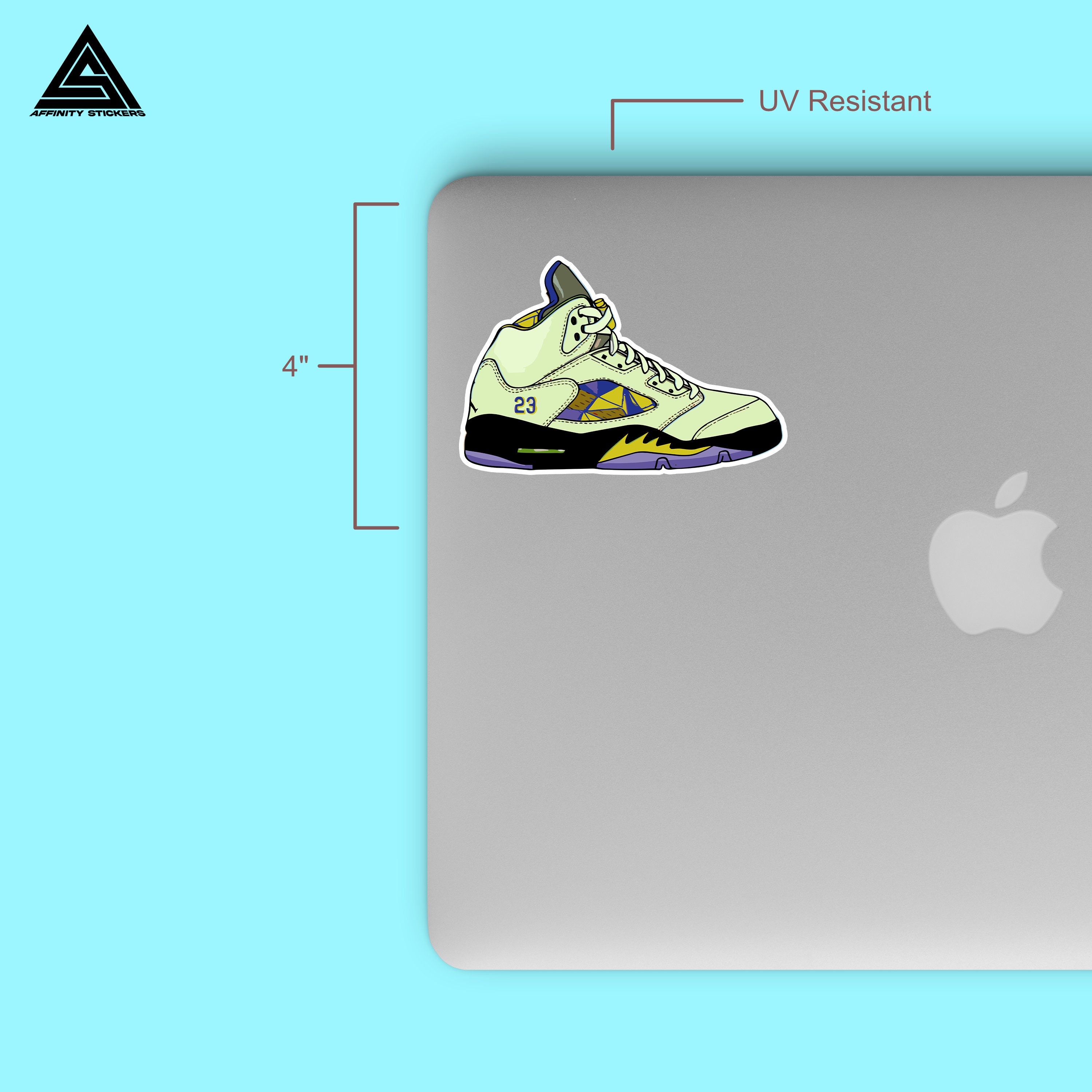Air Jordan 5 Retro Sticker Vinyl Sticker, Water Bottle Sticker, Tumbler ...