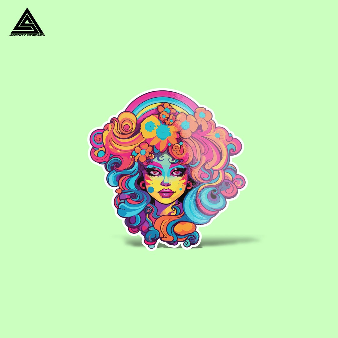 Psychedelic Girl Sticker || Vinyl Sticker, Water Bottle Sticker ...