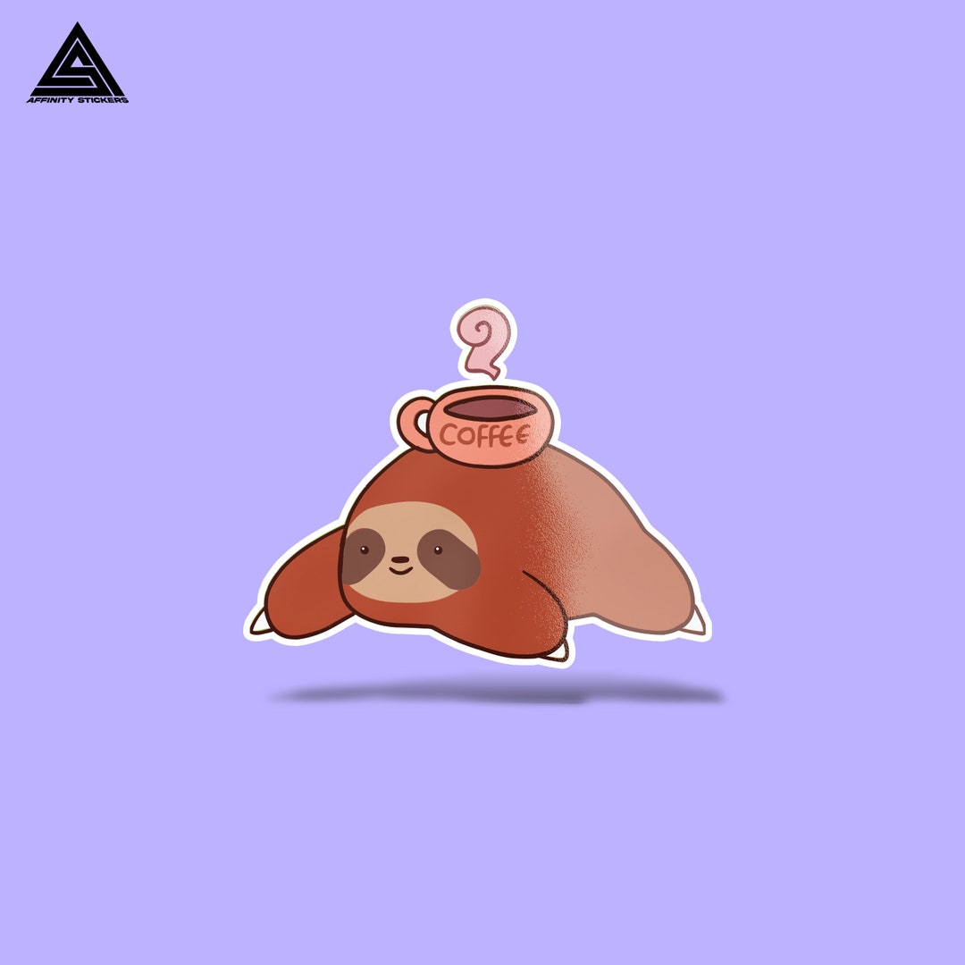 Coffee Sloth Sticker || Vinyl Sticker, Water Bottle Sticker, Tumbler ...
