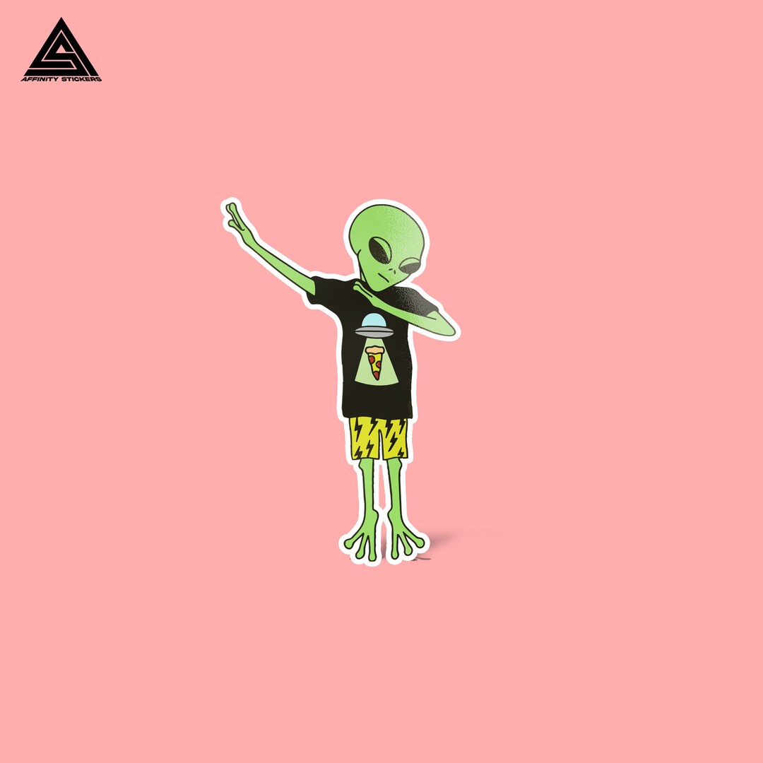 Dabbing Alien Sticker Vinyl Sticker, Water Bottle Sticker, Tumbler ...