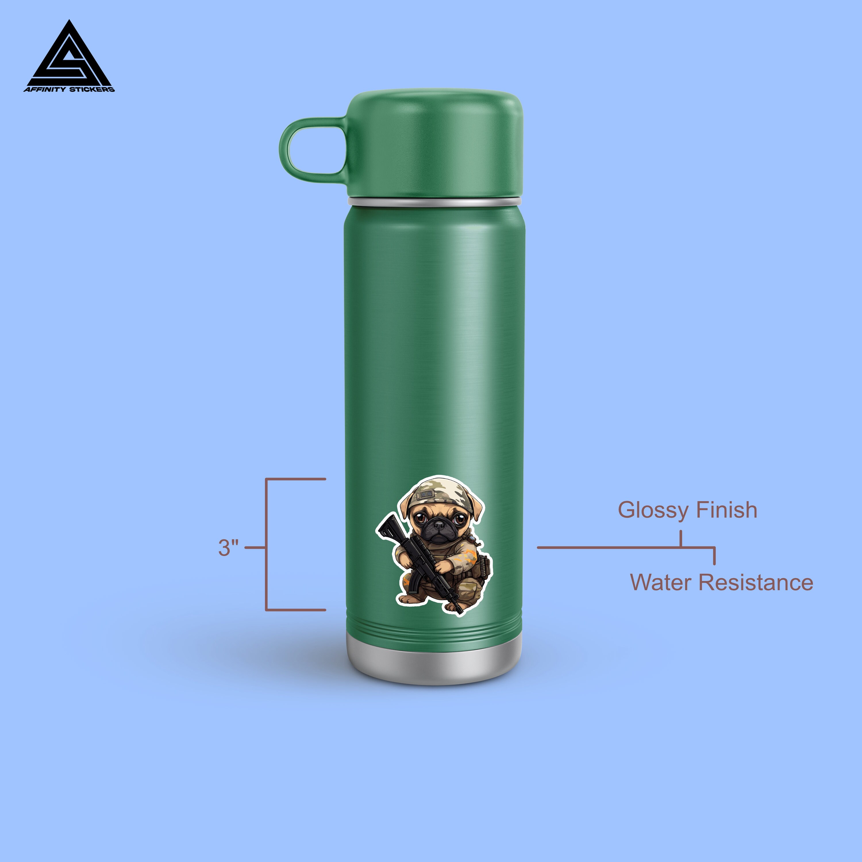 Tactical Pug Sticker Vinyl Sticker, Water Bottle Sticker, Tumbler ...