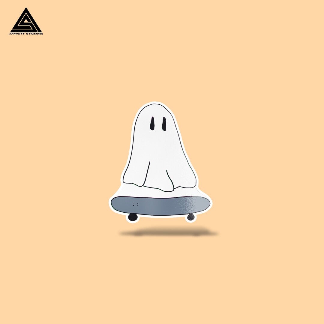 Skater Ghost Sticker || Vinyl Sticker, Water Bottle Sticker, Tumbler ...