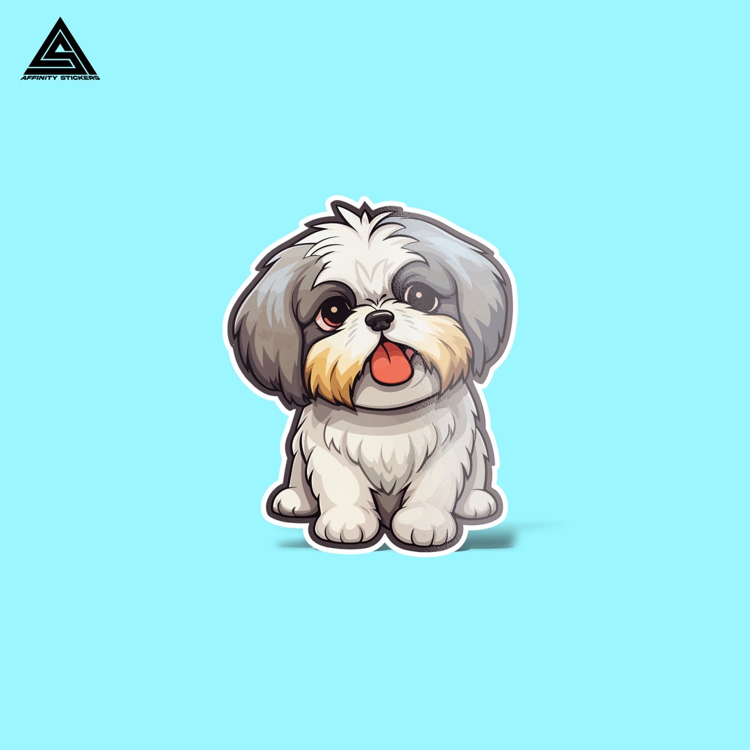 Kawaii Shih Tzu Dog Sticker || Vinyl Sticker, Water Bottle Sticker ...